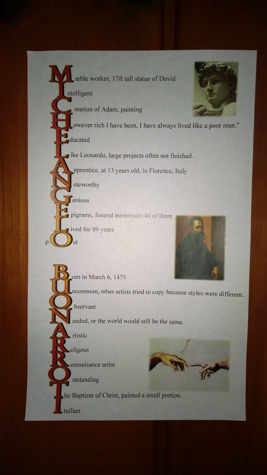 Schooling At Home Happenings: Famous Artists: Mini Study- Michelangelo